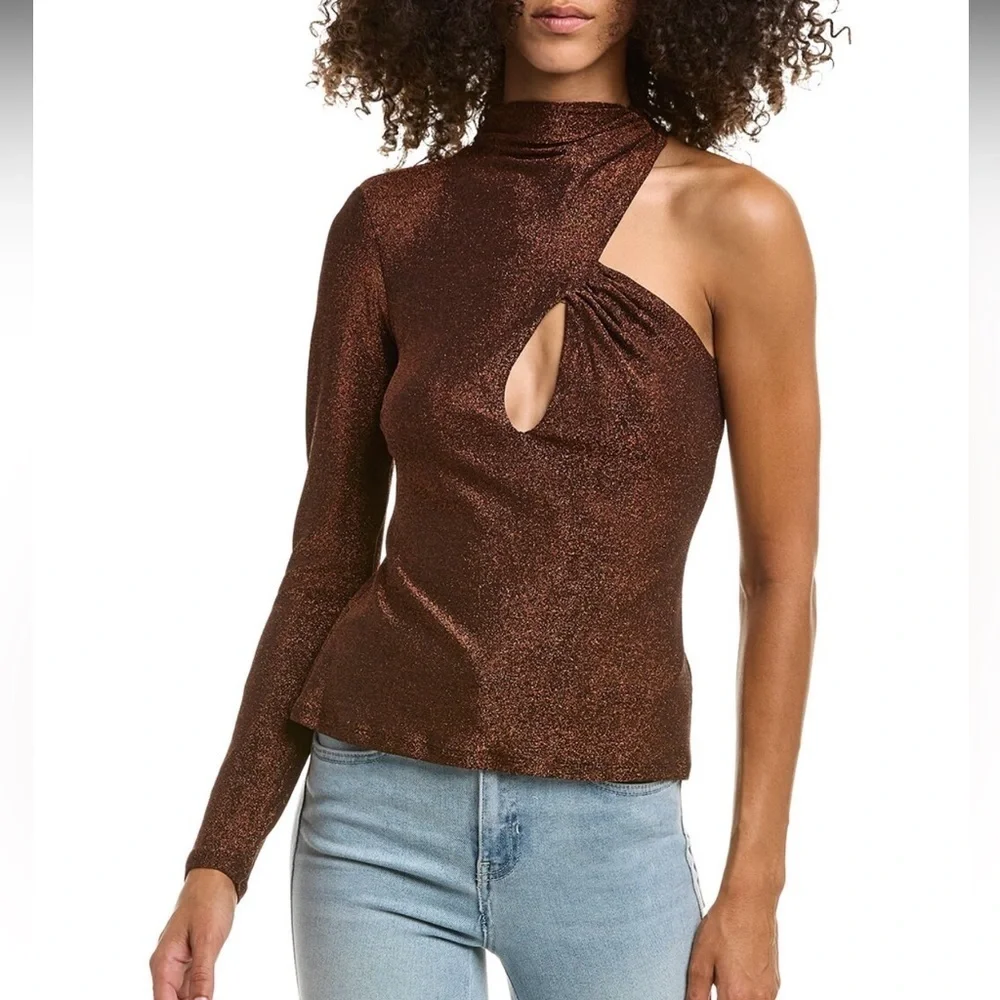 NICHOLAS | Tops | Nicholas Metallic Brown Oneshoulder Top | Poshmark